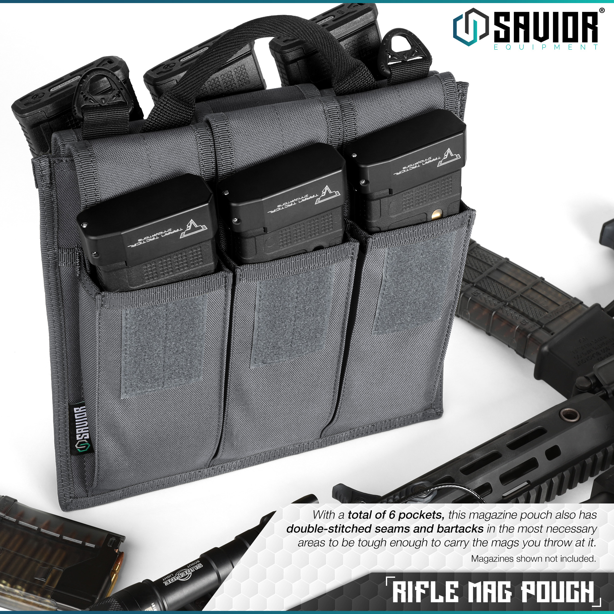 6-Slot Rifle 5.56/.223 Extended Mag Magazine Pouch Carry D-Ring ...