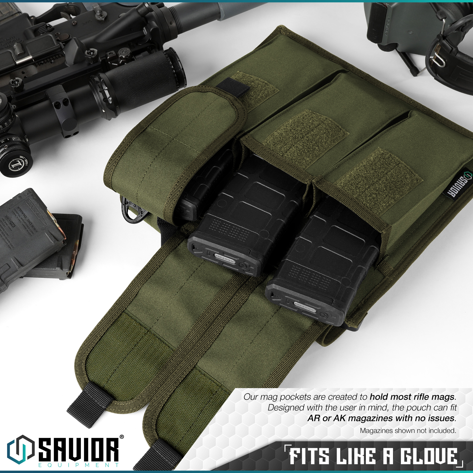 6-Slot Rifle 5.56/.223 Extended Mag Magazine Pouch Carry D-Ring ...