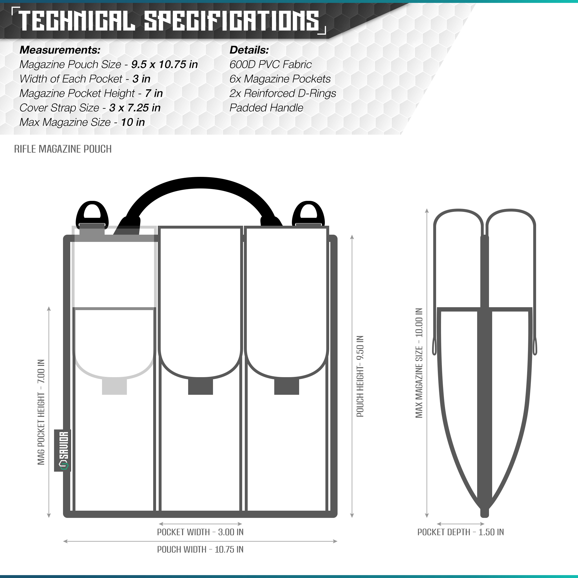 6-Slot Rifle 5.56/.223 Extended Mag Magazine Pouch Carry D-Ring ...