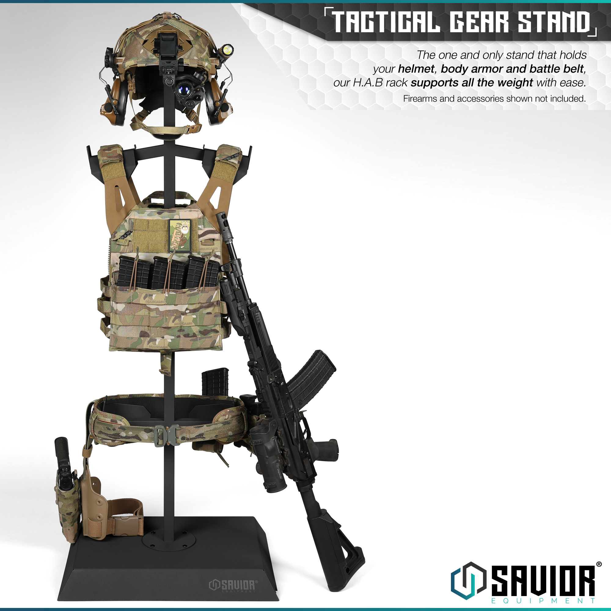 [STEEL] Tactical Gear Stand Duty Vest Helmet Belt Hanger Display Rack ...
