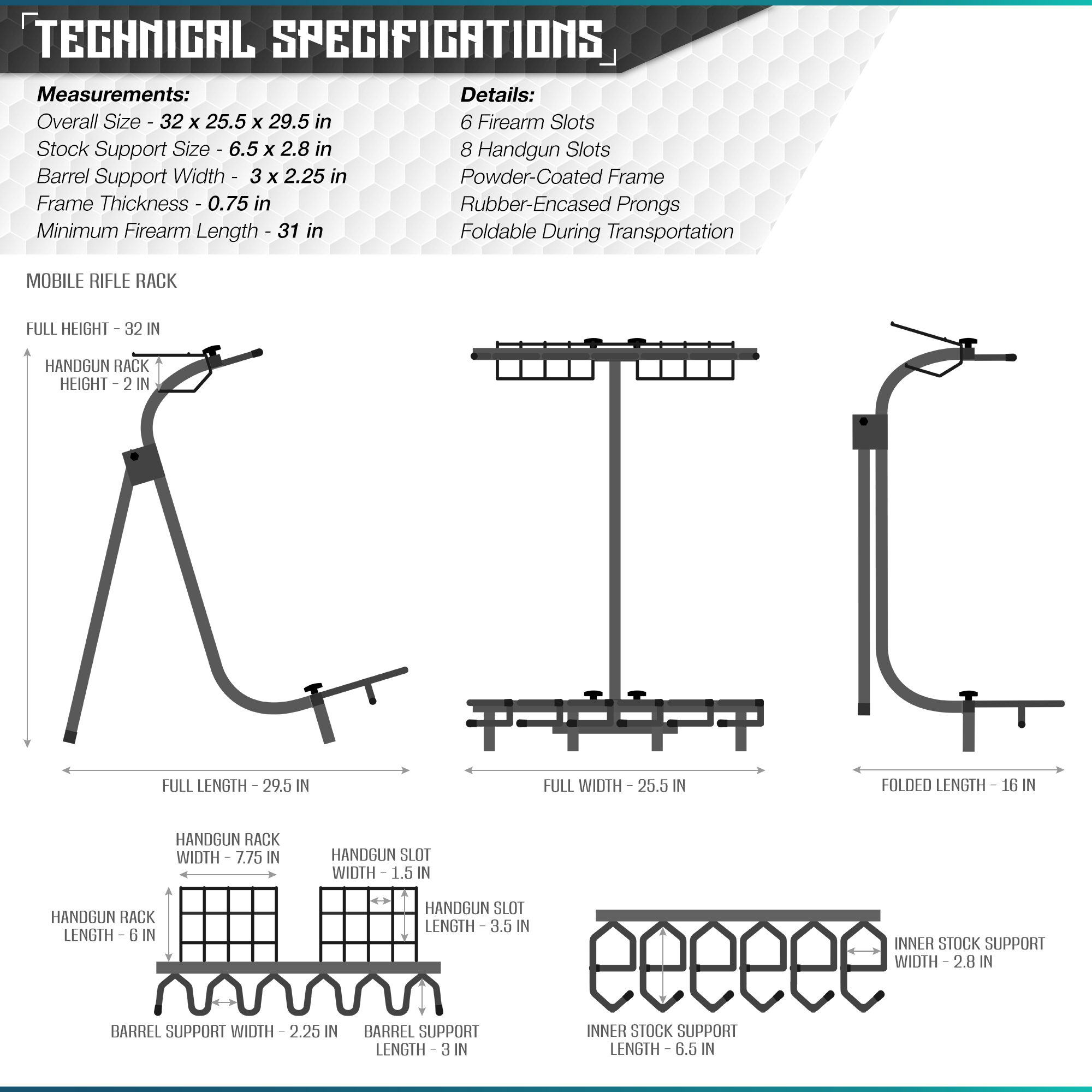 "SAVIOR" Holds 6 Rifle + 8 Pistol Portable Steel Firearm Gun Rack ...